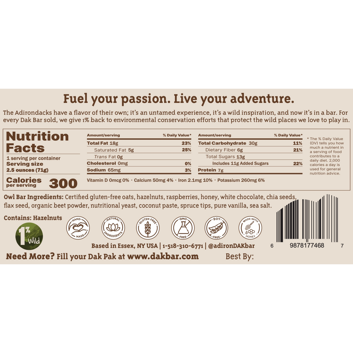 Dak Bar - Owl (Raspberry, White Chocolate & Hazelnut) – HoneyGramz